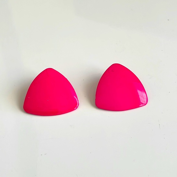Jewelry | Vintage 8s Hot Pink Triangle Post Back Earrings | Poshmark